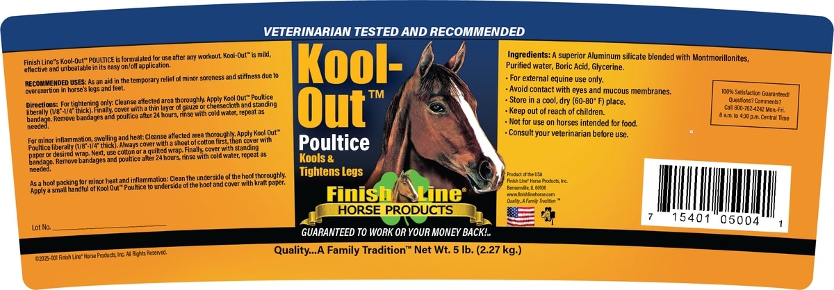 FINISH LINE Kool Out Sore Muscle & Joint Pain Relief Horse Poultice, 5 ...