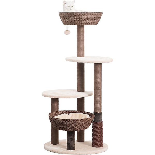 MAU Cento 46-in Modern Wooden Cat Tree & Condo, Gray - Chewy.com