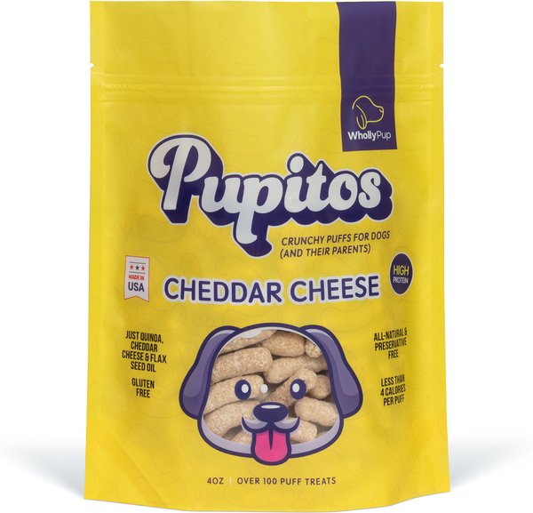 WHOLLY PUP Pupitos Quinoa & Cheddar Cheese Puffs Crunchy Dog Treats, 4 ...
