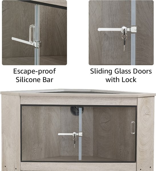 Discontinued - UNIPAWS Corner Reptile Terrarium with Storage, Wood, 28 ...