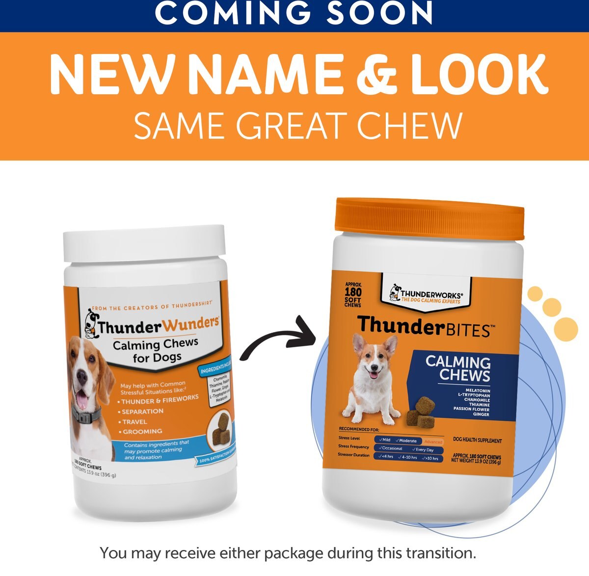 THUNDERWUNDERS Melatonin Calming Dog Chews, 180 Count - Chewy.com