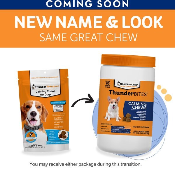 THUNDERWUNDERS Melatonin Calming Dog Chews, 60 Count - Chewy.com