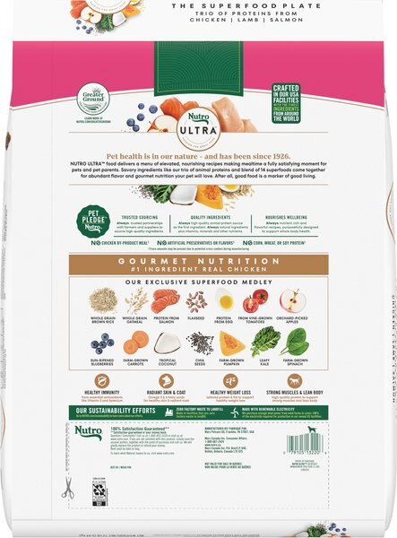 NUTRO Ultra Adult Small Breed Weight Management High Protein Chicken, Lamb & Salmon Dry Dog Food ...