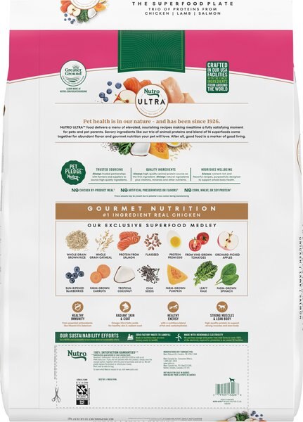 NUTRO Ultra Adult Small Breed High Protein Trio of Proteins Chicken, Lamb & Salmon Dry Dog Food ...