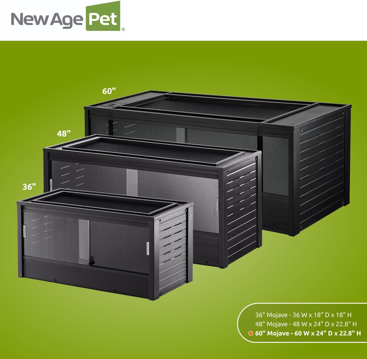 NEW AGE PET ECOFLEX Mojave Reptile Enclosure, Black, 150-gal - Chewy.com