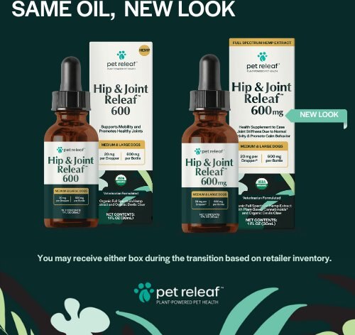 PET RELEAF Hip & Joint Releaf Organic Full Spectrum Hemp Extract Oil ...