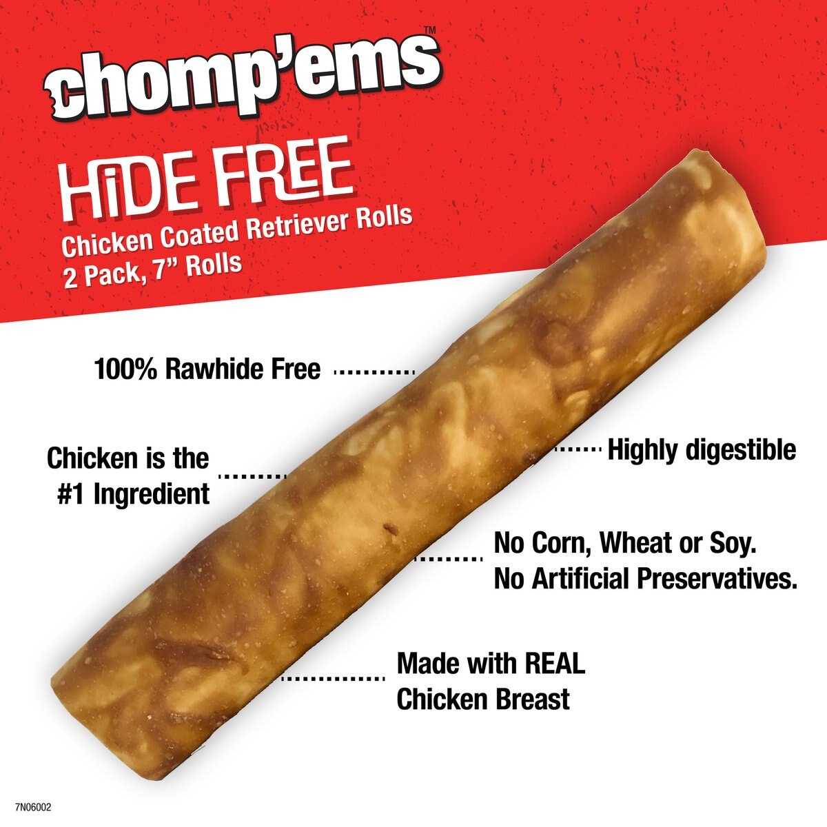 Out of Stock - CHOMP'EMS 7"Hide-Free Chicken Rolls Dog Treats, 2 count ...