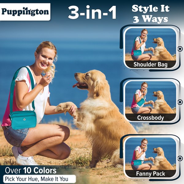 PUPPINGTON 3-in-1 Crossbody Dog Walking Bag & Treat Pouch with Matching ...