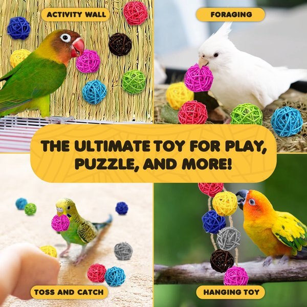 SUNGROW Rattan Wicker Decorative Balls Cat & Bird Foraging Chew Toy, 1. ...