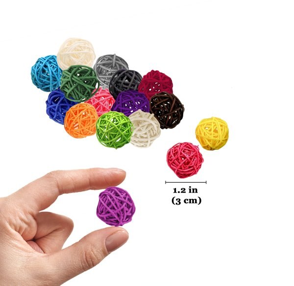 SUNGROW Rattan Wicker Decorative Balls Cat & Bird Foraging Chew Toy, 1. ...