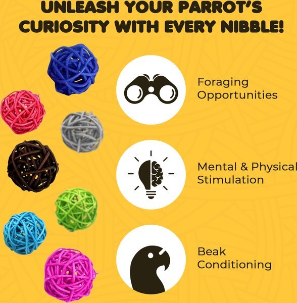 SUNGROW Rattan Wicker Decorative Balls Cat & Bird Foraging Chew Toy, 1. ...