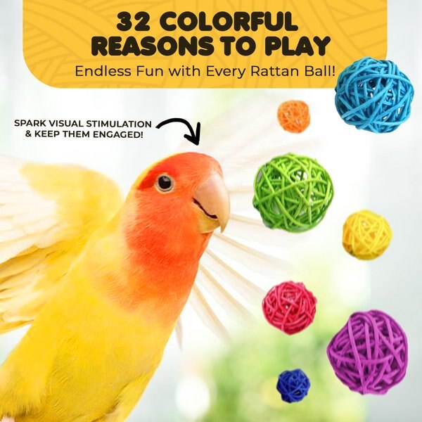 SUNGROW Rattan Wicker Decorative Balls Cat & Bird Foraging Chew Toy, 1. ...