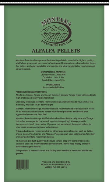 MONTANA PREMIUM FORAGE Alfalfa Pellets Horse Feed, 40-lb bag - Chewy.com