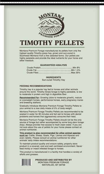 MONTANA PREMIUM FORAGE Timothy Pellets Horse Feed, 40-lb bag - Chewy.com