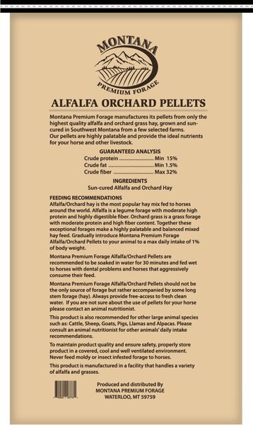 MONTANA PREMIUM FORAGE Alfalfa Orchard Pellets Horse Feed, 40-lb bag - Chewy.com