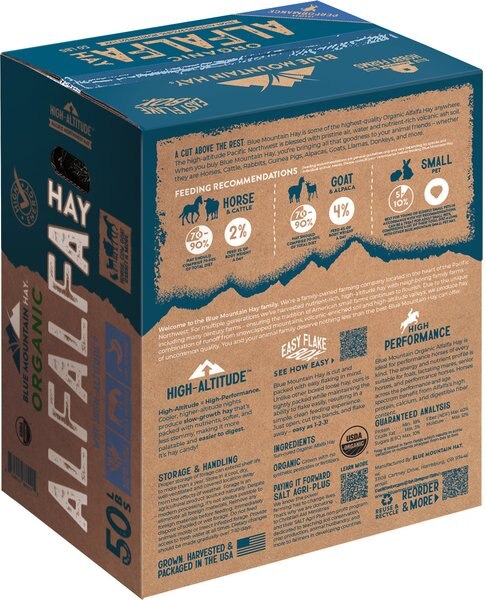 BLUE MOUNTAIN HAY High Altitude Organic Alfalfa Hay Easy Flake Box ...