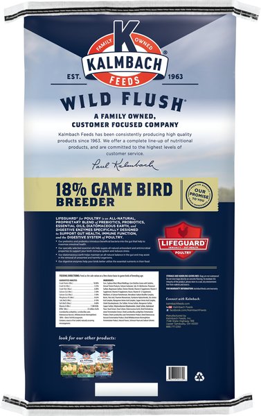 KALMBACH FEEDS Wild Flush 18% Game Bird Breeder Poultry Feed, 50-lb bag ...