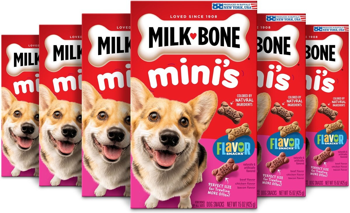 MILK-BONE Mini's Flavor Snacks Beef, Chicken & Bacon Flavored Biscuit ...