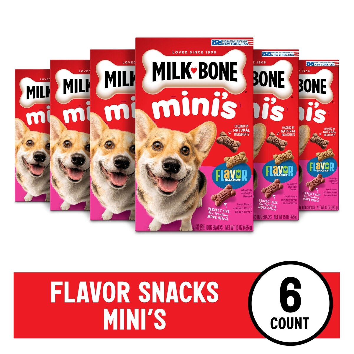 MILK-BONE Flavor Snacks Mini's Flavored Crunchy Dog Treats, 15-oz box ...