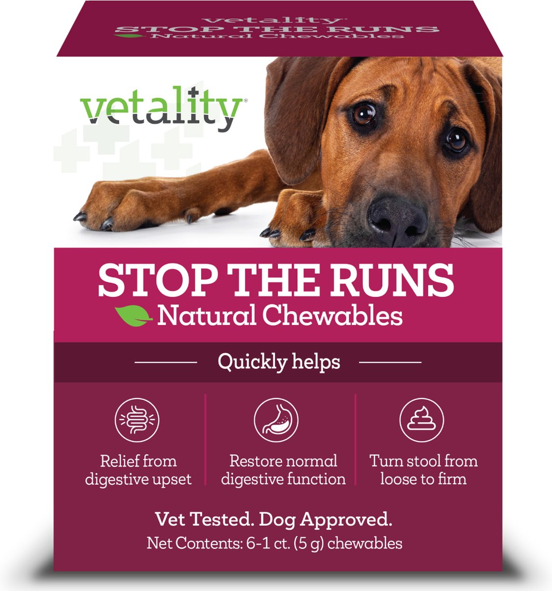 VETALITY Stop the Runs Anti Diarrhea Medication for Dogs, 6 count ...