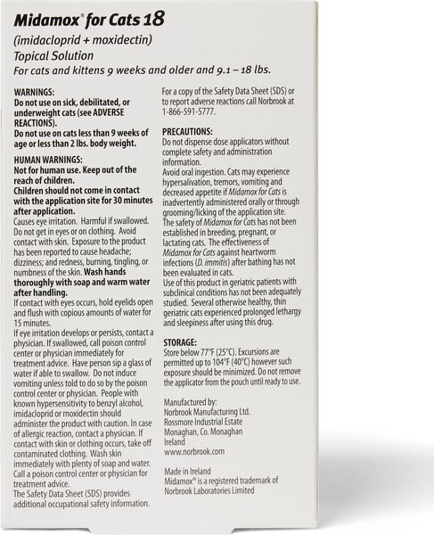 MIDAMOX Topical Solution for Cats, 9.1-18 lbs, (Purple Box) - Easy ...