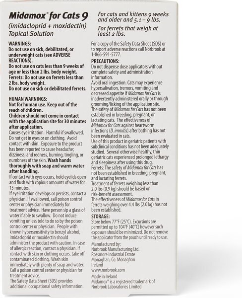 MIDAMOX Topical Solution for Cats, 5.1-9 lbs, (Orange Box) - Easy ...