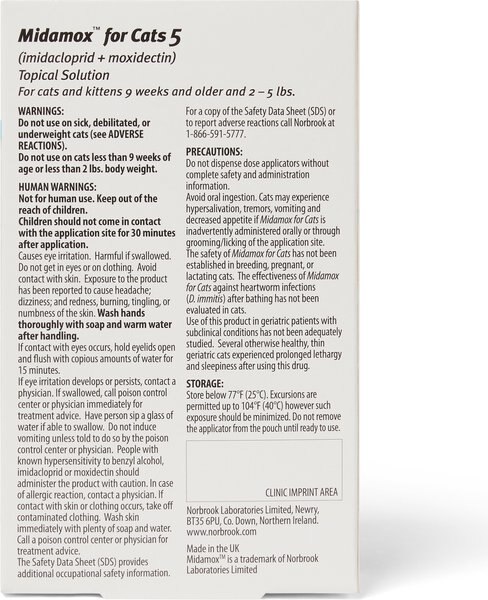 MIDAMOX Topical Solution for Cats, 2-5 lbs (Teal Box) - Easy Refills ...