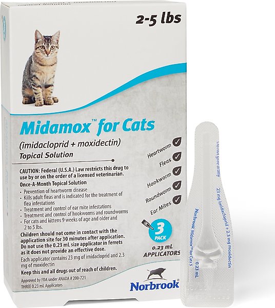 MIDAMOX Topical Solution for Cats, 2-5 lbs (Teal Box) - Easy Refills ...