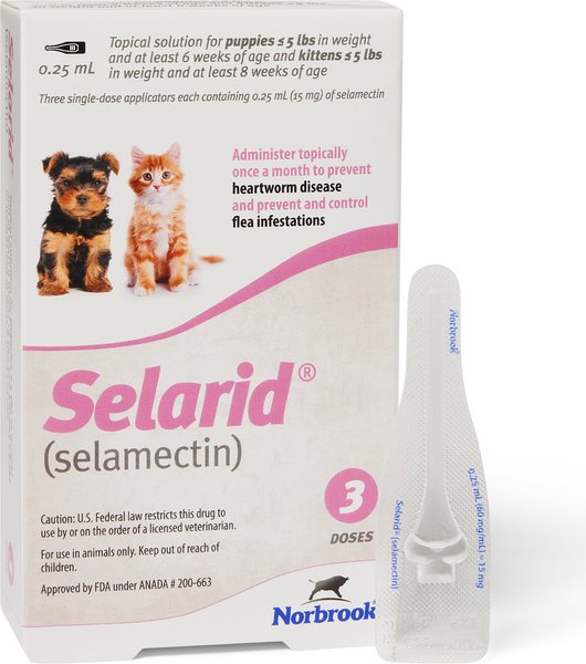 SELARID Topical Solution for Puppies & Kittens, 0-5 lbs, (Mauve Box ...