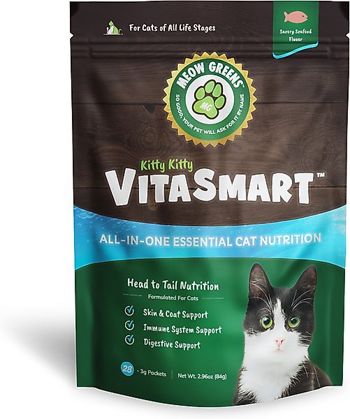 RUFF GREENS Meow Greens VitaSmart Cat Food Topper, 2.96-oz bag - Chewy.com