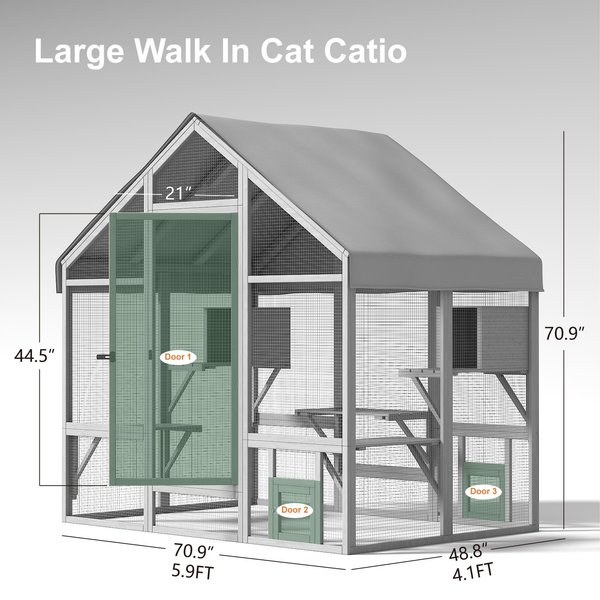 TIMHAKA Weatherproof Catio Outdoor Cat House, Grey - Chewy.com