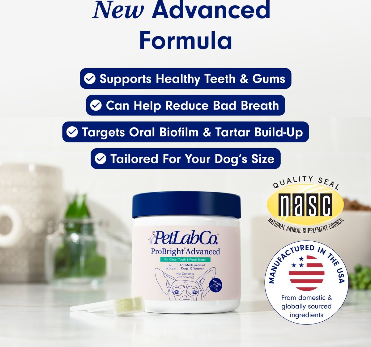 PETLAB CO. ProBright Advanced Chicken Flavored Powder Dental Supplement ...