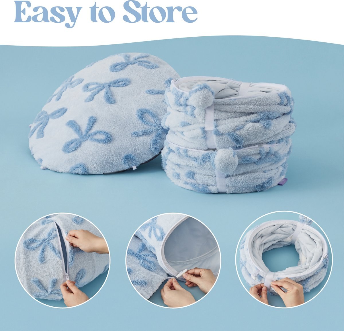 LESURE 2-in-1 Cat Tunnel Bed, Blue Bows, Standard - Chewy.com