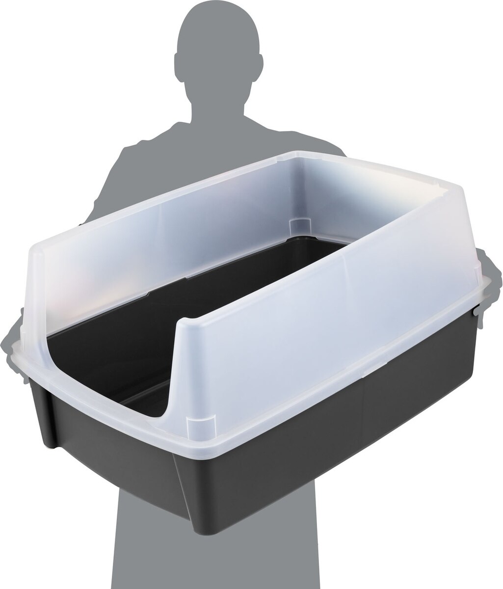 IRIS Open Top Cat Litter Box with Scatter Shield, XX-Large, Black ...
