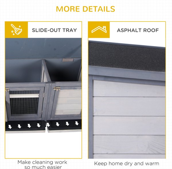 PAWHUT Wooden Indoor/Outdoor Rabbit Hutch with Waterproof Roof - Chewy.com