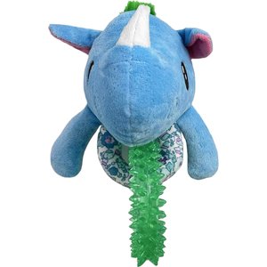 HAPPY TAILS Ring Rascal Rhino Squeaky Dog Toy, Blue, 10-in - Chewy.com