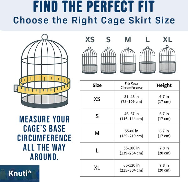 KNUTI Universal Bird Cage Seed Catcher Mesh Skirt Cover, White, 100-in ...