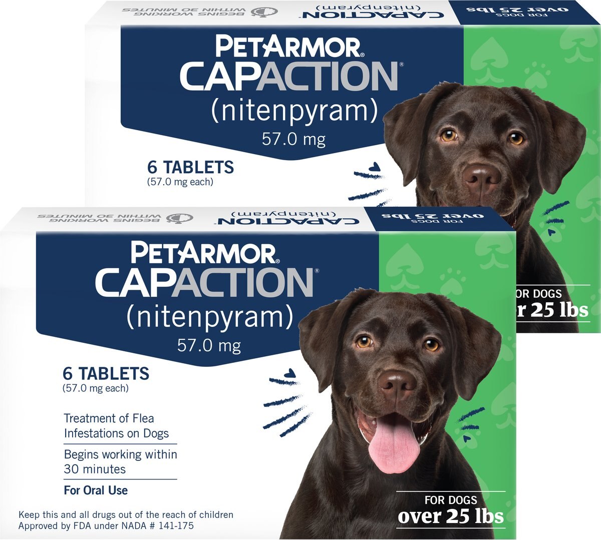 PETARMOR CapAction Oral Flea Treatment for Dogs 25+ lbs, 12 doses ...