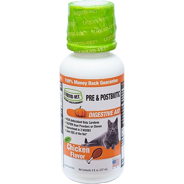 LIQUID-VET Feline Pre & PostBiotic Support Chicken Flavor Cat Digestive ...