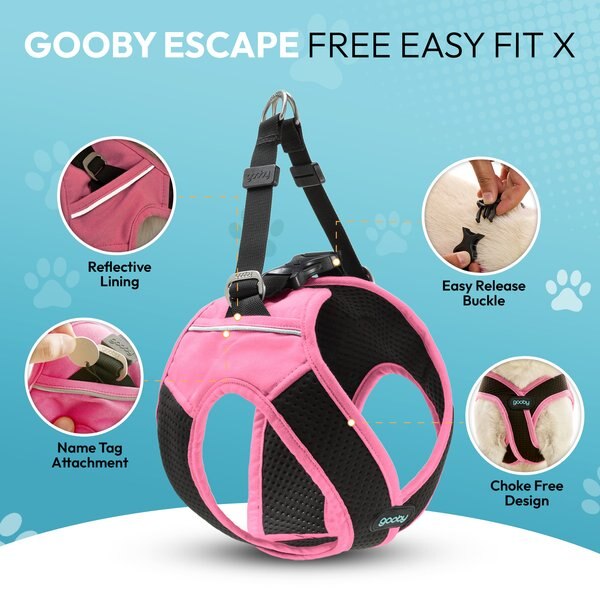 GOOBY Escape Free Easy Fit X Dog Harness, Flamingo Pink, Small: 13.5 to 17-in chest - Chewy.com
