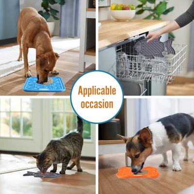 GOOPAWS Silicone Dog Lick Mat, Orange/Grey/Green, 3 count - Chewy.com