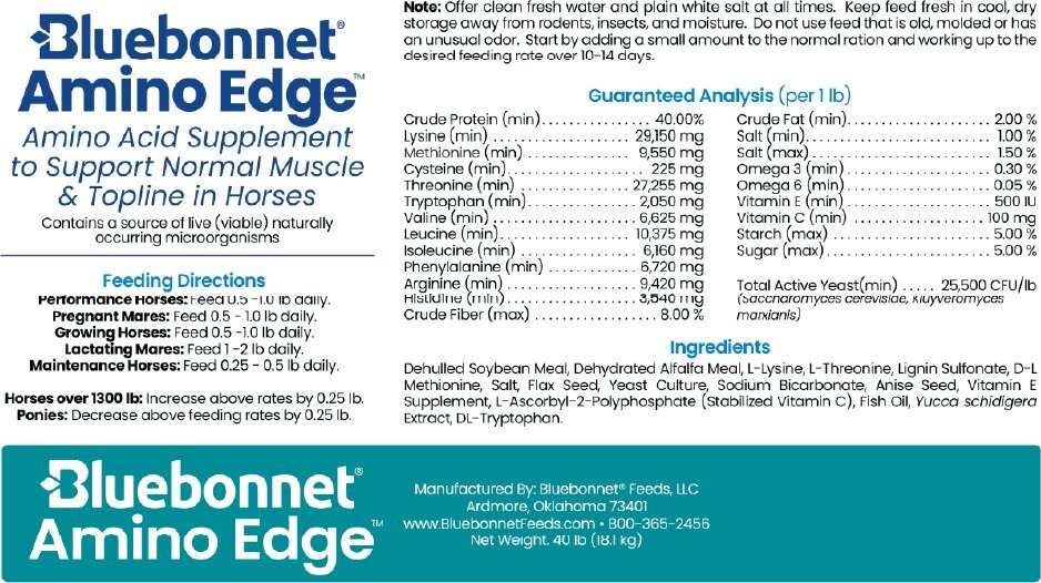 BLUEBONNET FEEDS Competitive Edge Amino Acid Recovery Pellets Horse ...