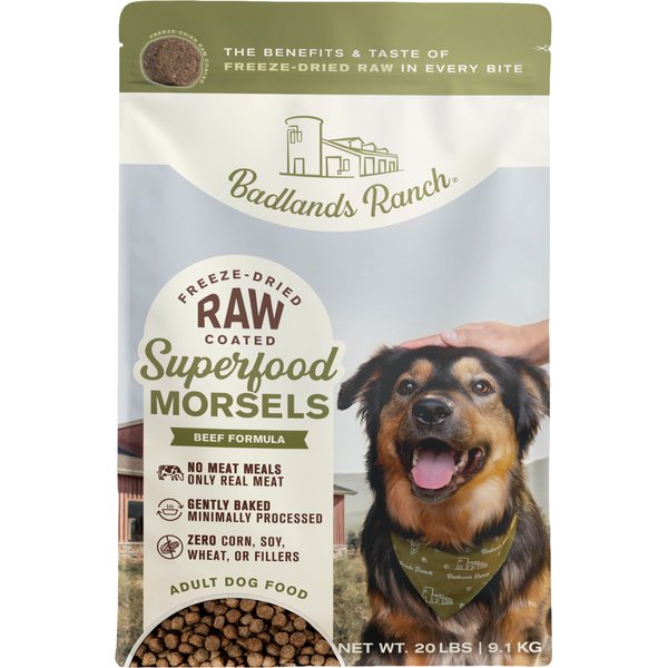 BADLANDS RANCH Superfood Complete Raw Coated Morsels Beef Dry Dog Food ...
