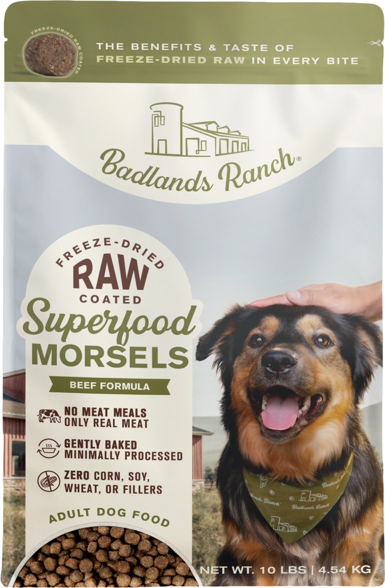 BADLANDS RANCH Superfood Complete Raw Coated Morsels Beef Dry Dog Food ...