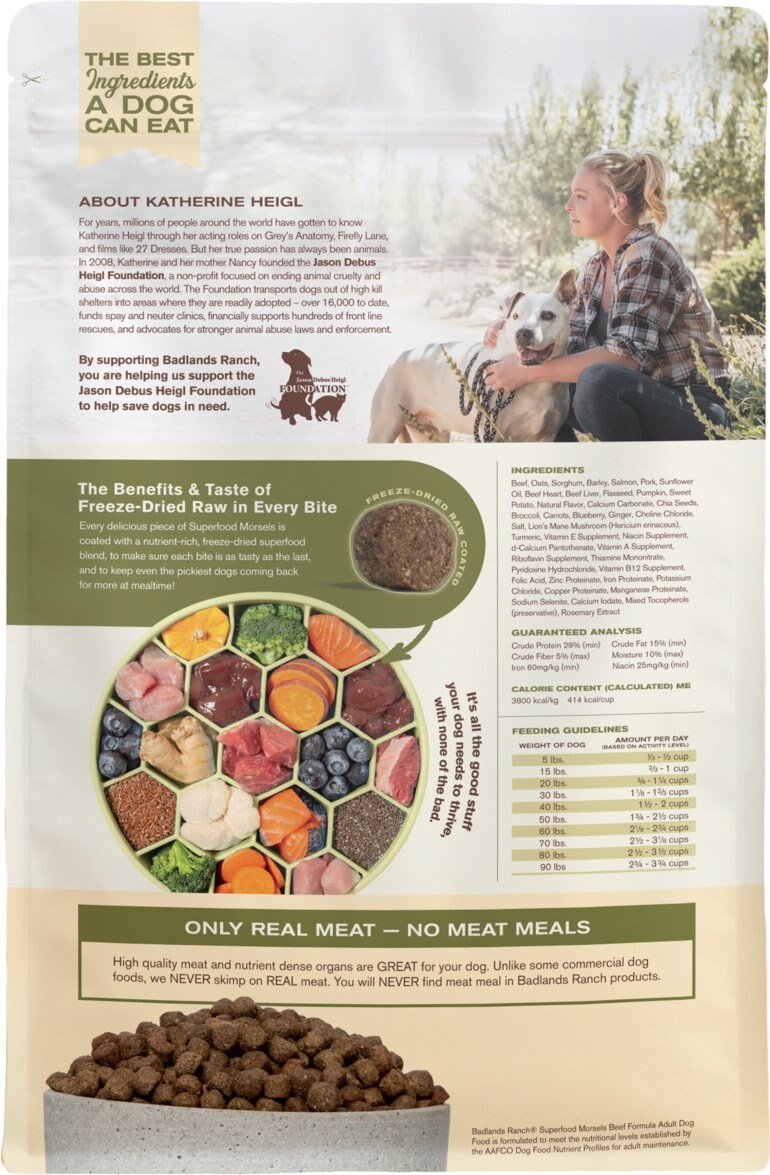 BADLANDS RANCH Superfood Complete Raw Coated Morsels Beef Dry Dog Food ...