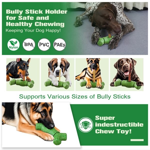 KADTC Durable Bully Stick Holder Dog Toy, Green, X-Large - Chewy.com