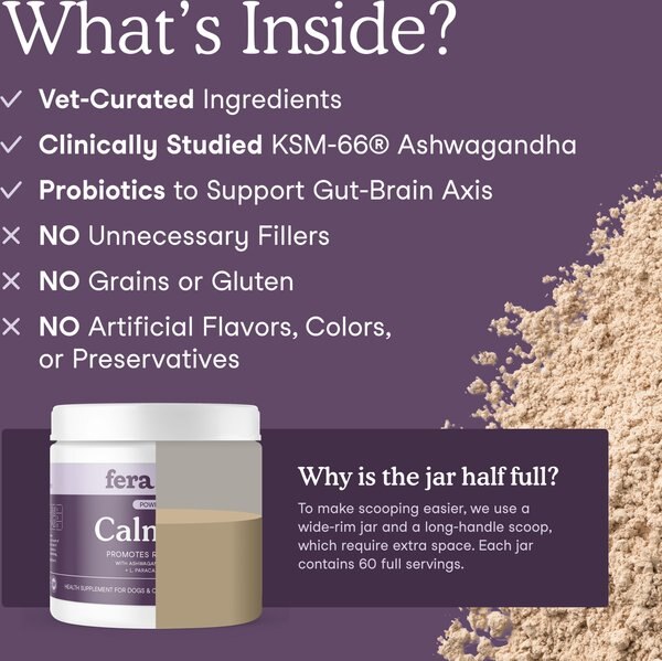 FERA PETS Calming Support Powder Supplement for Dogs & Cats, 2.5-oz jar ...