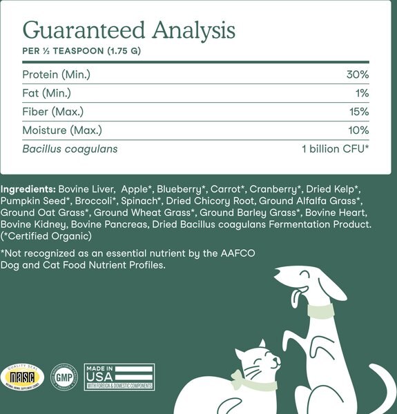 FERA PETS Whole Food Multivitamin Powder Topper for Dogs & Cats, 60-tsp ...