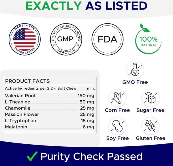 GOODGROWLIES Calming Melatonin Sleep Aid & Anxiety Relief Supplement ...