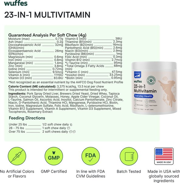 WUFFES 23-in-1 Multivitamin + Hip & Joint Supplement for Small & Medium ...